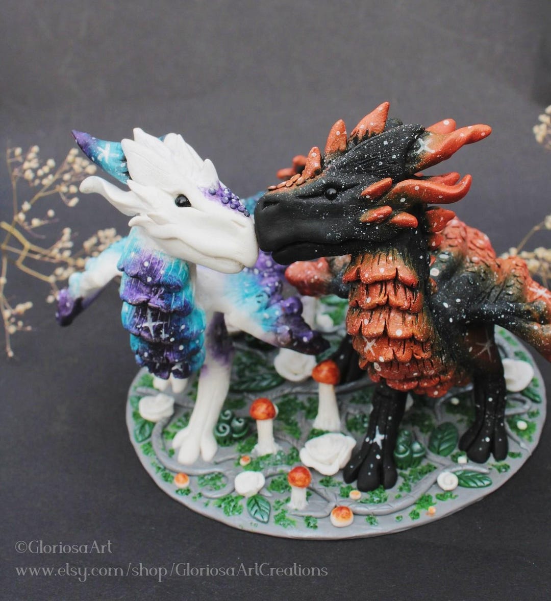 Star Forest Dragon Wedding Cake Topper - Custom Dragon Bride and Groom ...