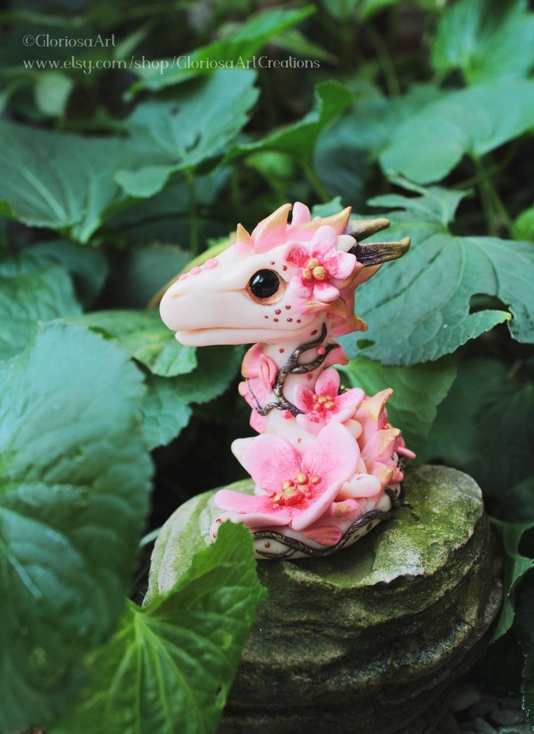 Baby Sakura Flower Dragon Figurine - Cherry Bloom Dragon Figure ...