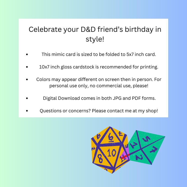 D&D Themed Birthday Card, Mimic Surprise Bday Card, Happy Birthday Card ...