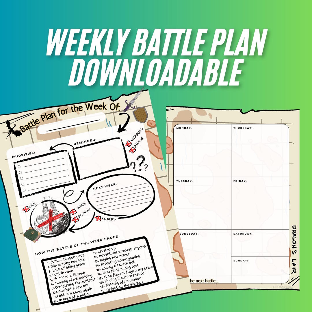 Weekly Planner D&D Themed Planner Daily Planner Productivity Planner ...