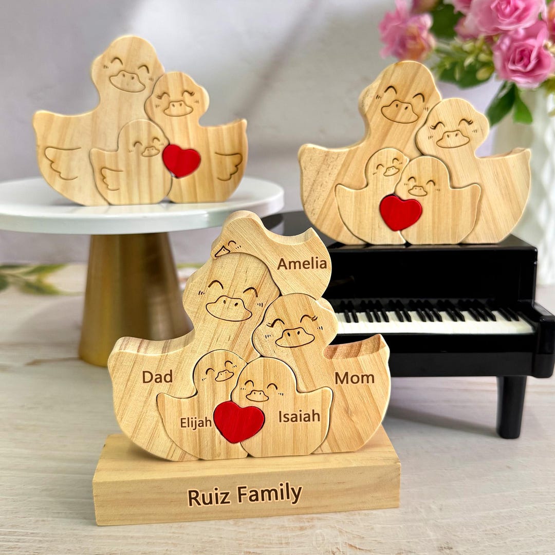 Wooden Duck Family Puzzle,wooden Duck Themed Gifts,personalised ...