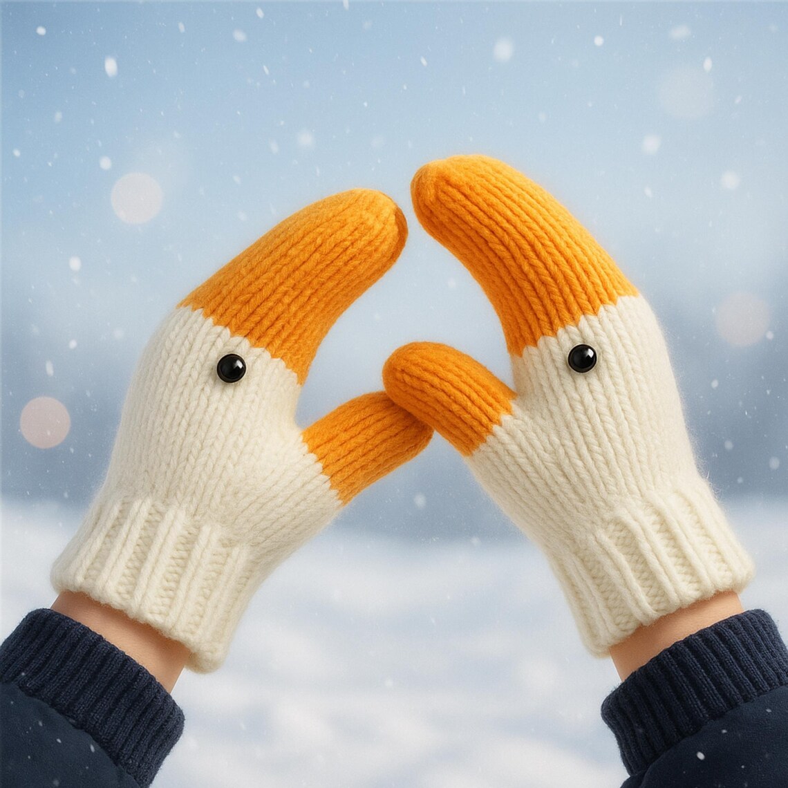 Duck Beak Mittens Knitting Pattern – Funny Animal Mittens, Cozy Winter ...