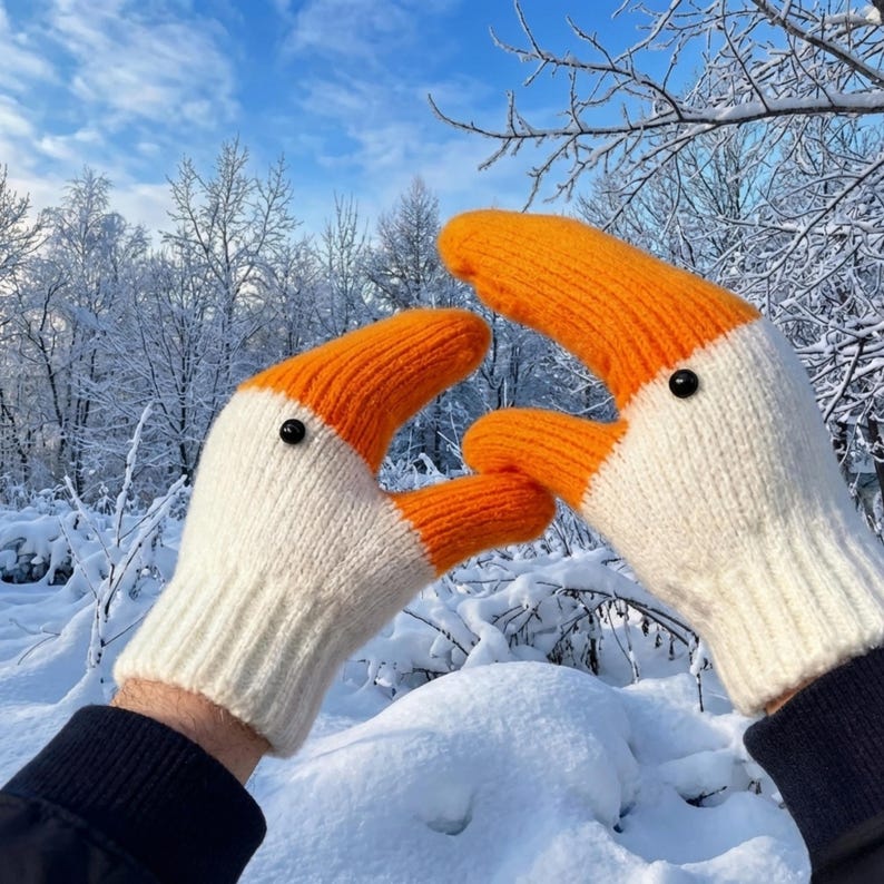 Duck Beak Mittens Knitting Pattern – Funny Animal Mittens, Cozy Winter ...