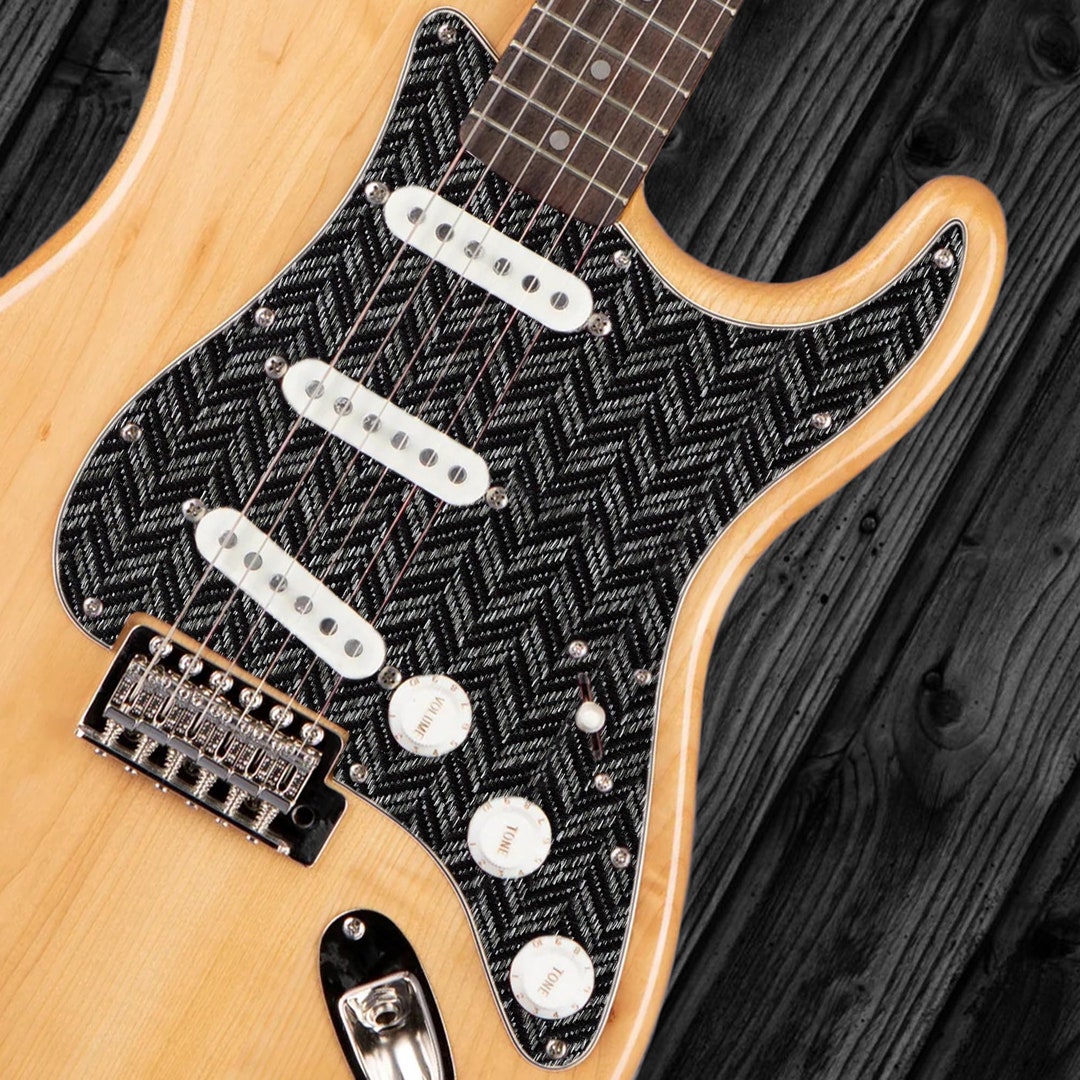 Stratocaster Custom Printed Black and Gray Chevron Fabric Look ...