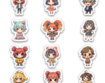 Cute Chibi Teddy Bear Stickers – Set of 12 Vinyl Die Cut Stickers - Etsy
