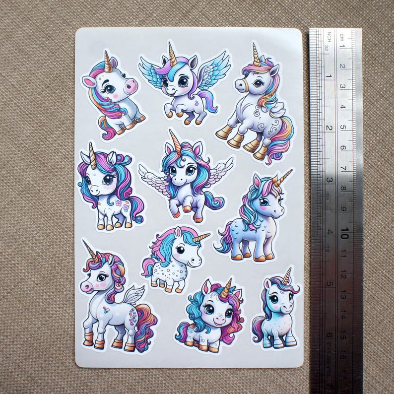 Cute Chibi Unicorn Sticker Sheet - Etsy