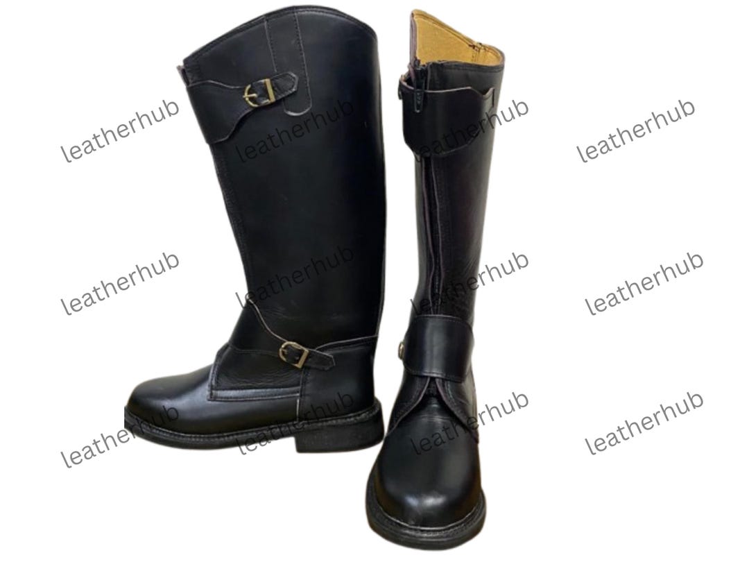 Leather Riding Boots, Men Real Leather Long Boots, Black Boots Shoes ...