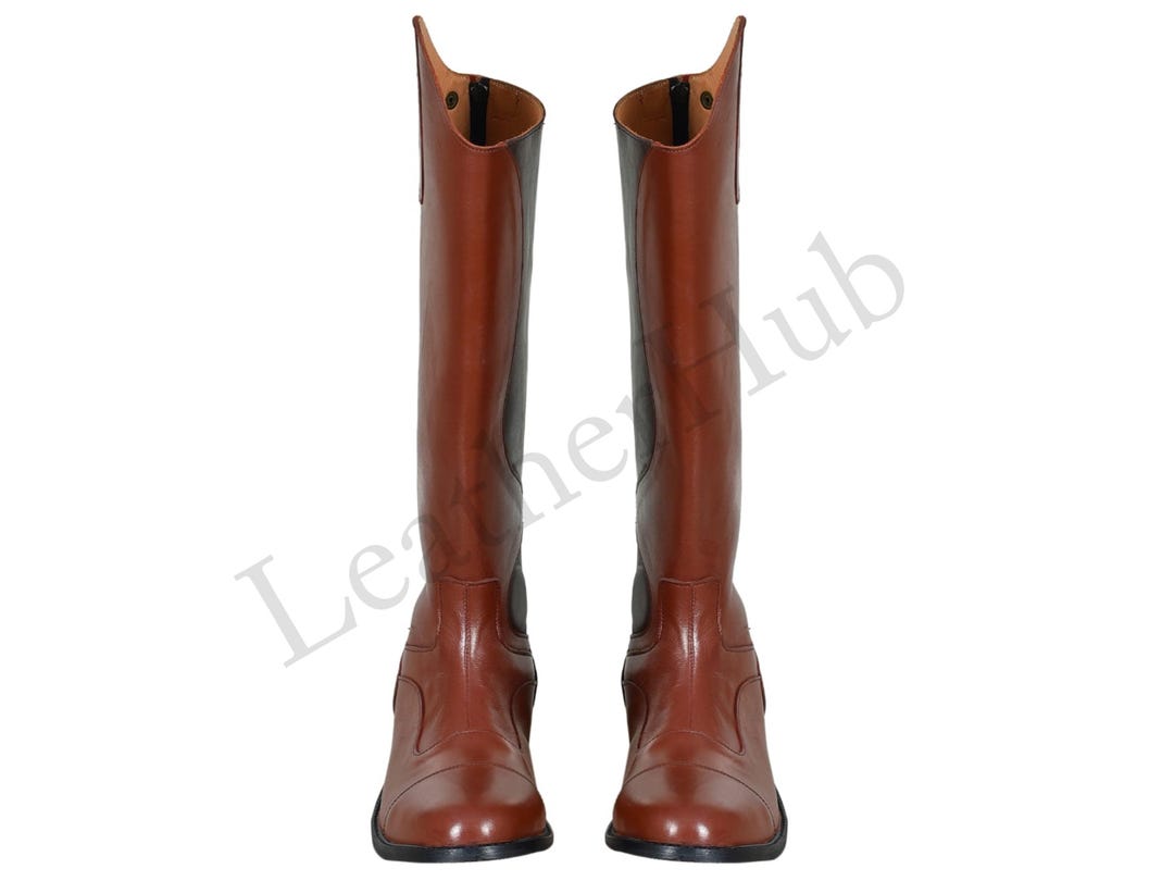 Handcrafted Brown Leather Cavalry Riding Boots, Heritage Contour Dress ...