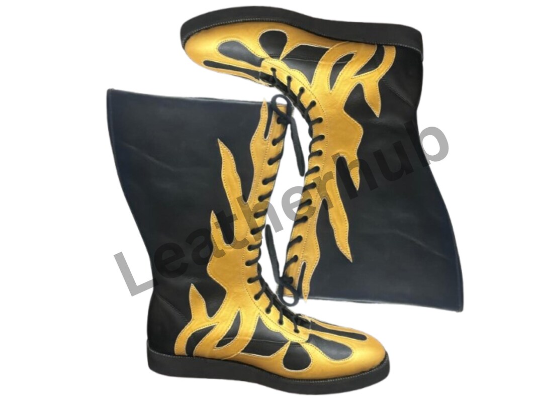 Handmade Leather Wrestling Boots: High-top Design - Etsy