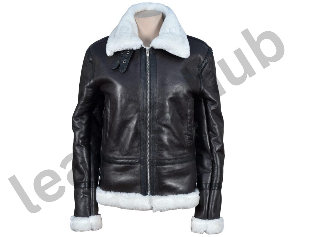 Women's Shearling Aviator Jacket: Distressed Lambskin Leather Bomber - Etsy