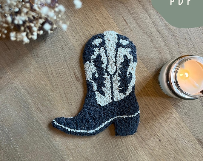 Digital Punch Needle Pattern - Cowboy Boot | PDF Pattern Punch Needle ...