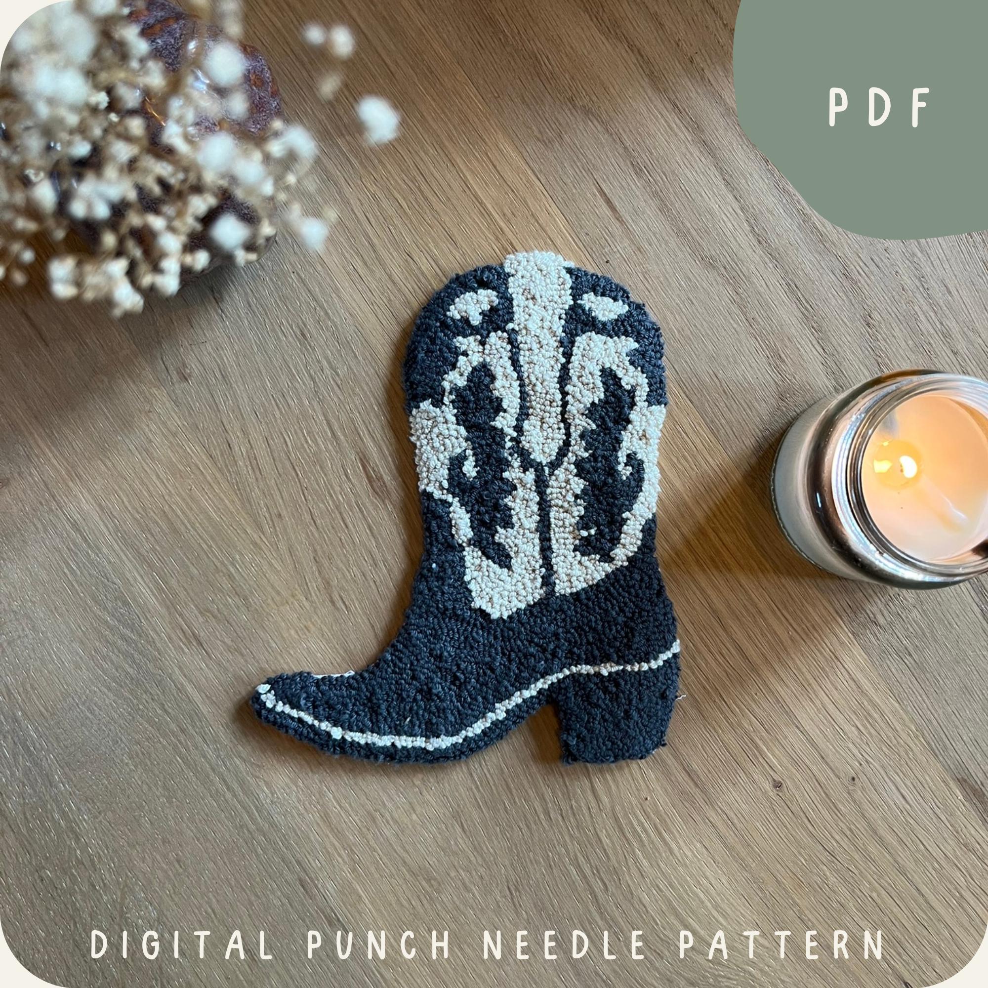 Digital Punch Needle Pattern Cowboy Boot PDF Pattern Punch Needle ...