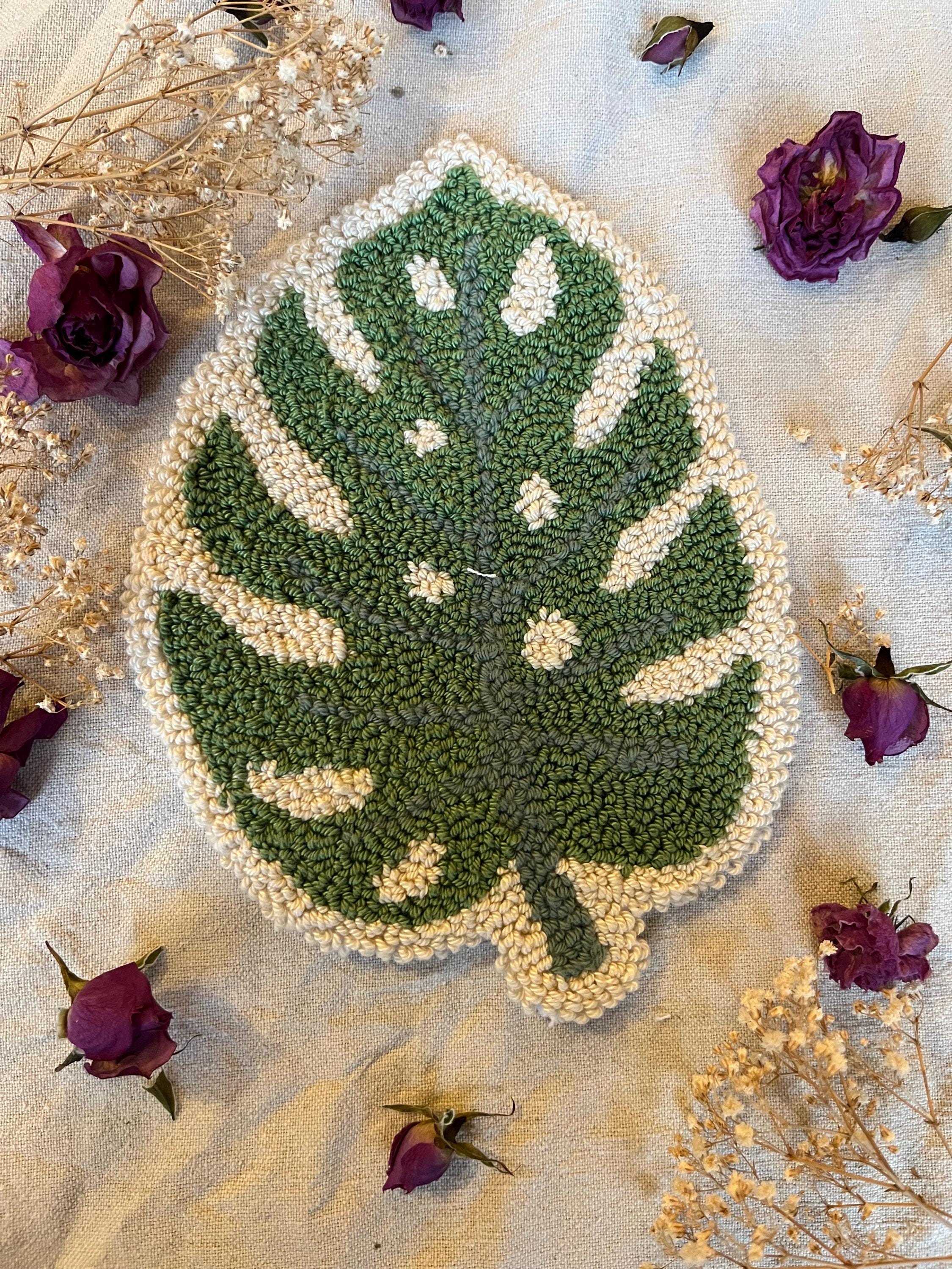 Monstera Leaf Punch Needle Pattern | DIY Tropical Decor | Instant Download PDF Punch Needle ...