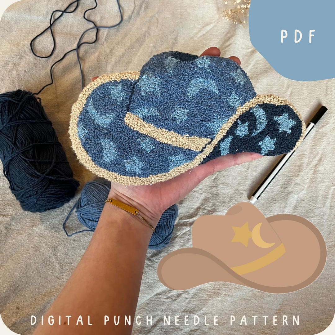 Celestial Cowboy Hats Punch Needle Pattern – Stars & Moon Design - Etsy