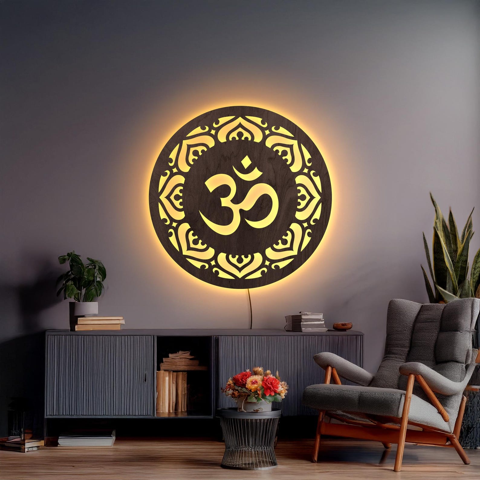 Om Neon Sign, Om Light Decor, Om Led Sign, Mandala Led Light, Om Symbol ...