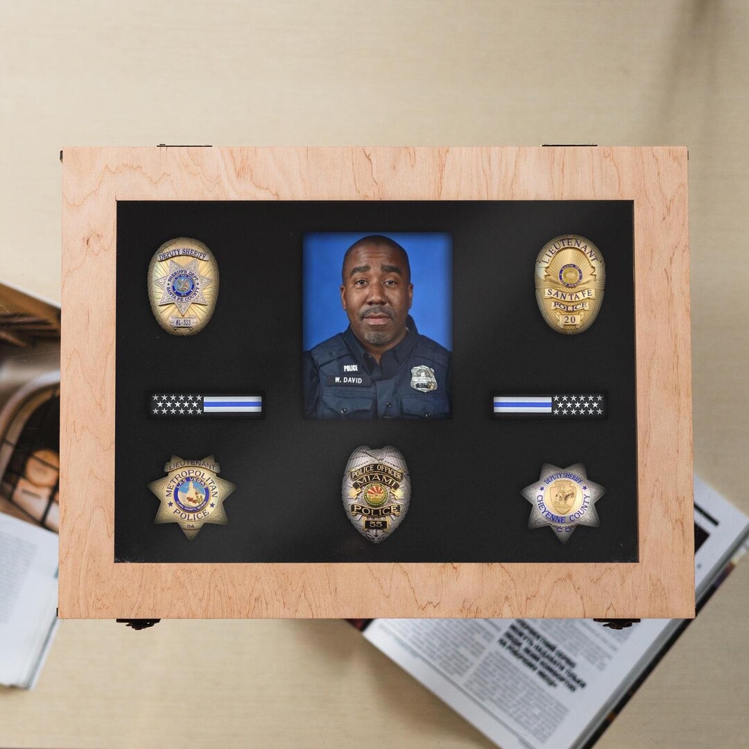 Police Badge Shadow Box, Police Badge Display Case, Police Retirement ...