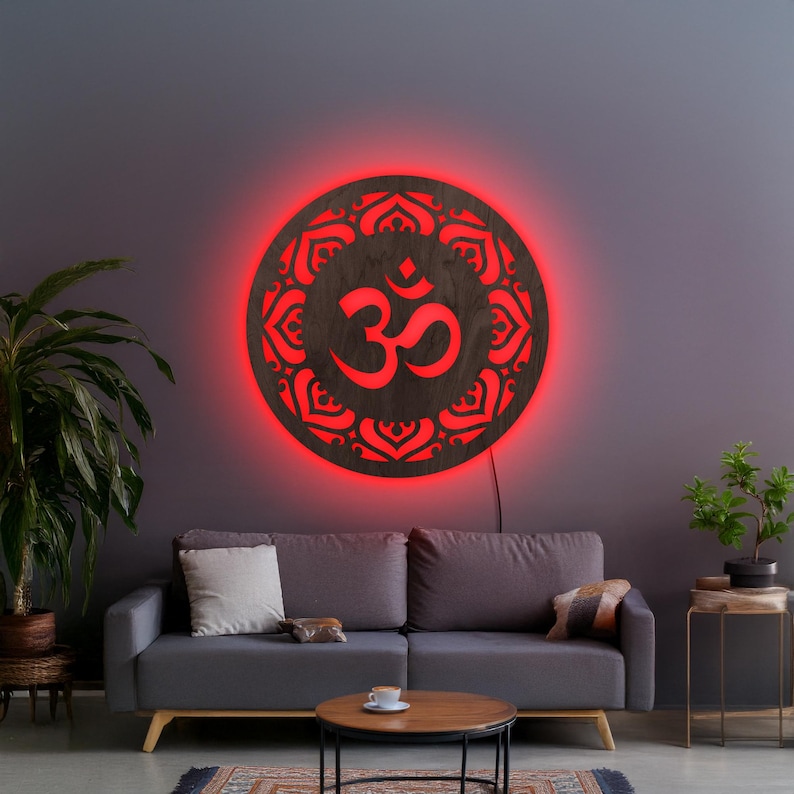 Om Neon Sign, Om Light Decor, Om Led Sign, Mandala Led Light, Om Symbol ...