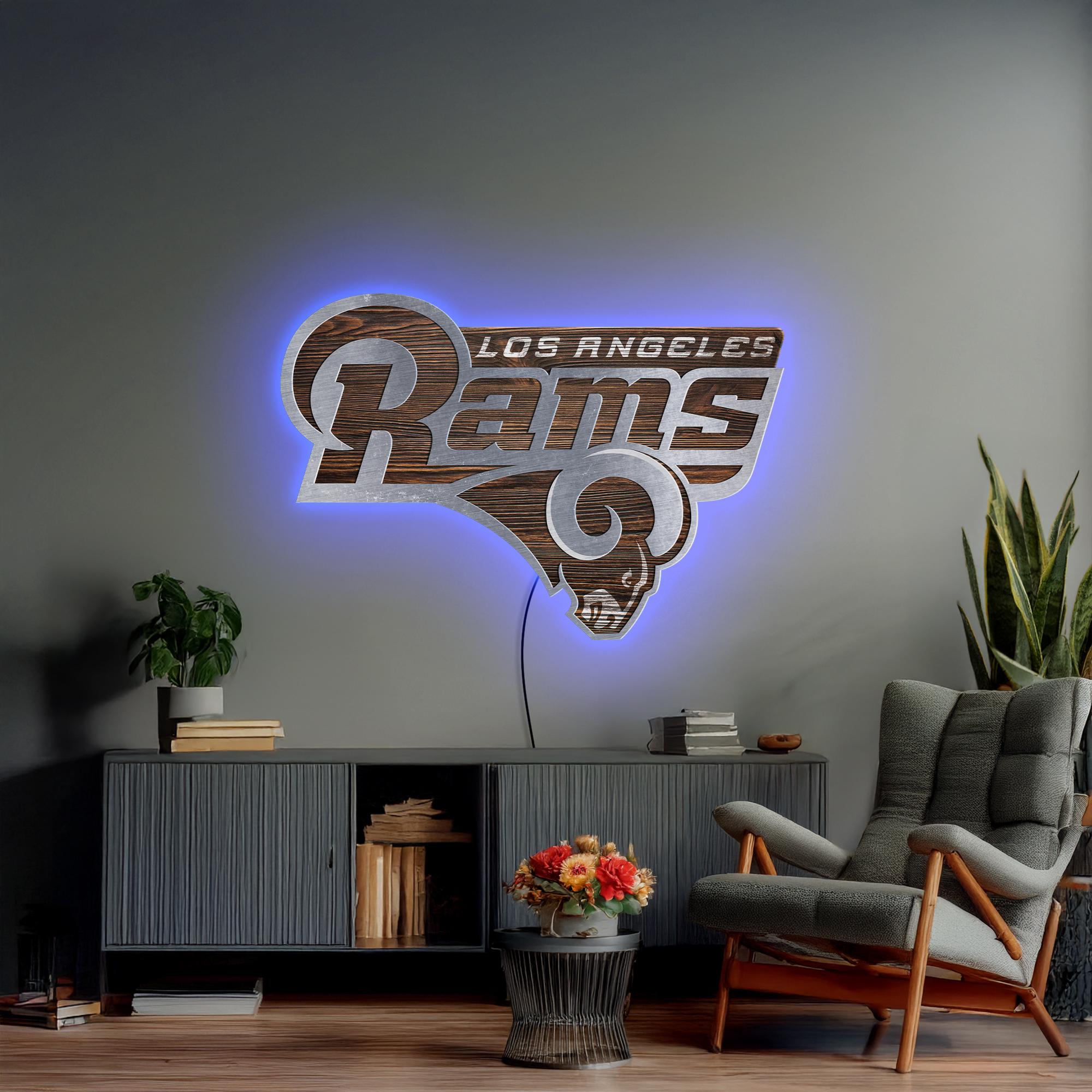 Los Angeles Rams Neon Sign, Los Angeles Rams Logo Art, LA Rams Neon ...