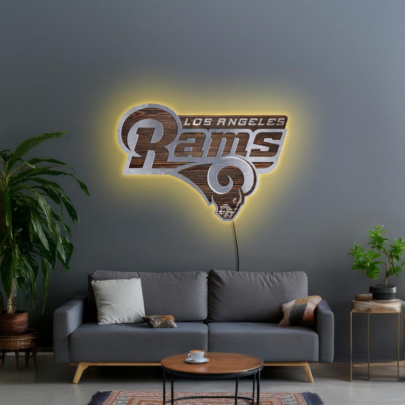 Los Angeles Rams Neon Sign, Los Angeles Rams Logo Art, LA Rams Neon ...