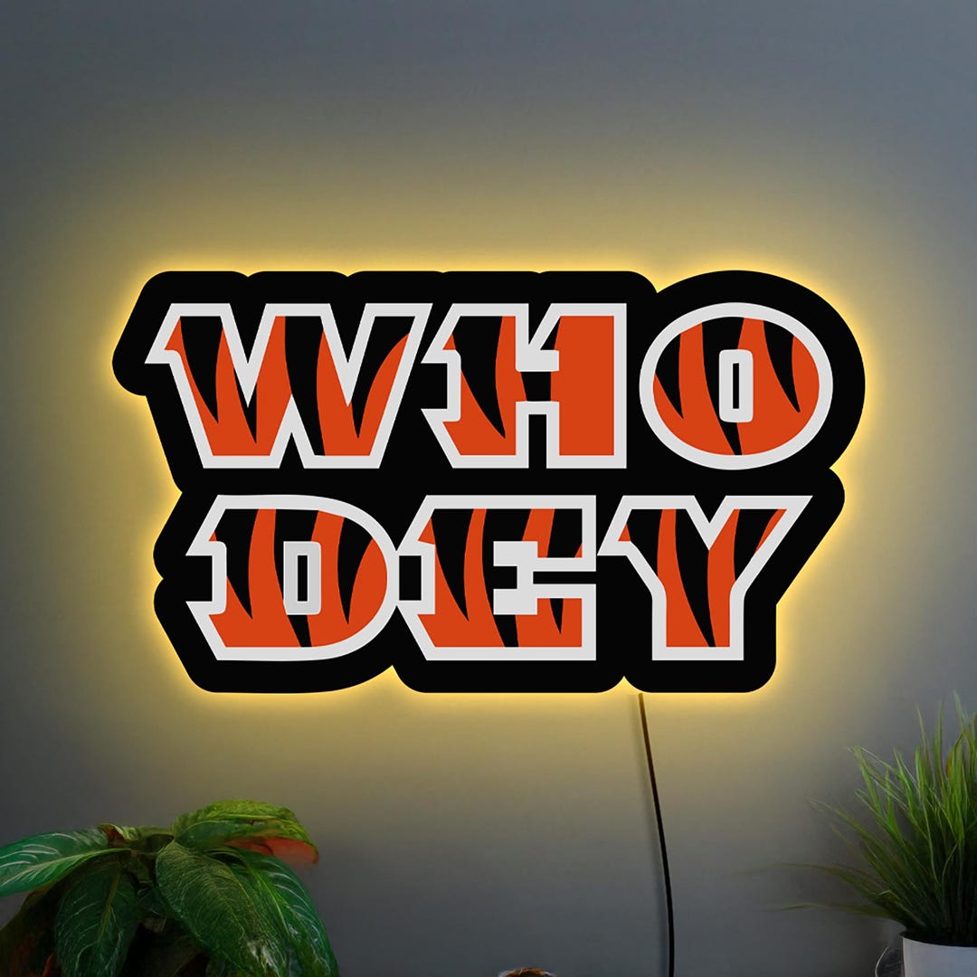 Cincinnati Bengals Neon Sign, Who Dey Neon Sign Decor, Bengals Logo Art ...