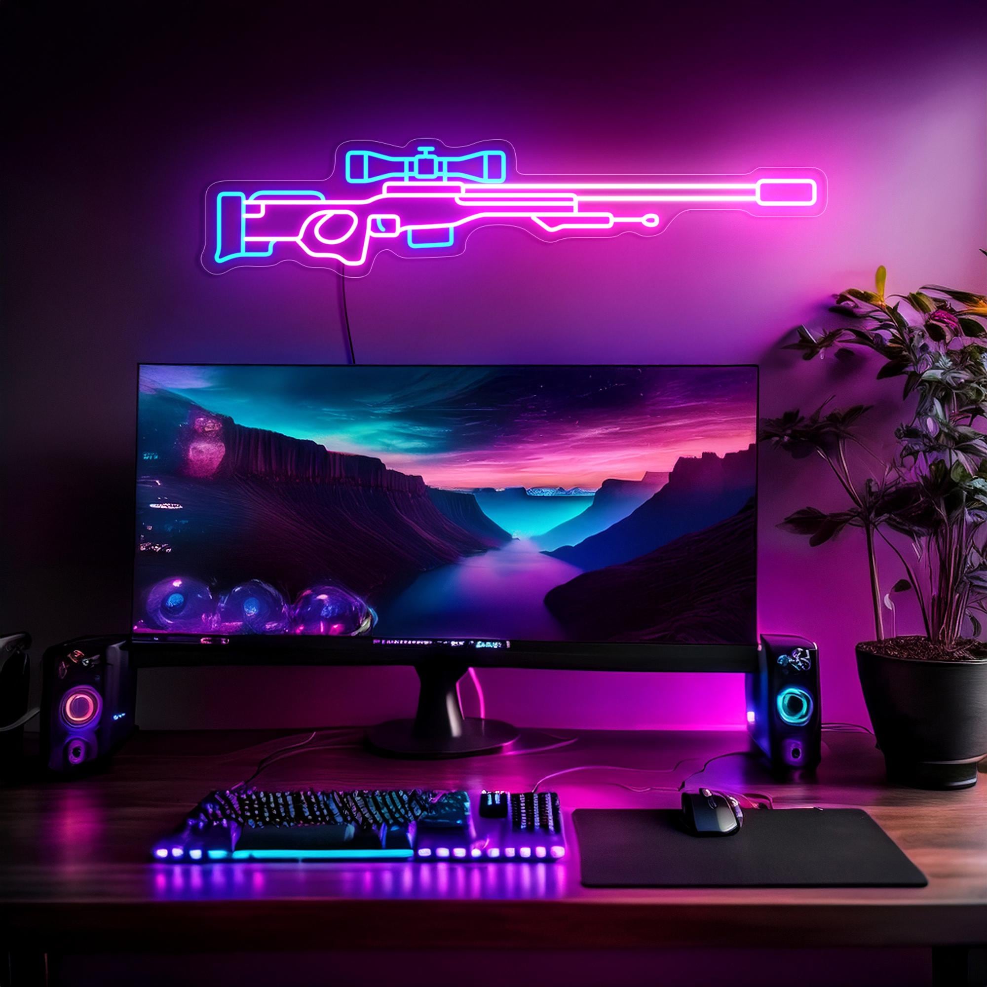 AWP Gun Neon Sign, Sniper Rifle Neon Sign, Game Room Neon Sign, Armory ...