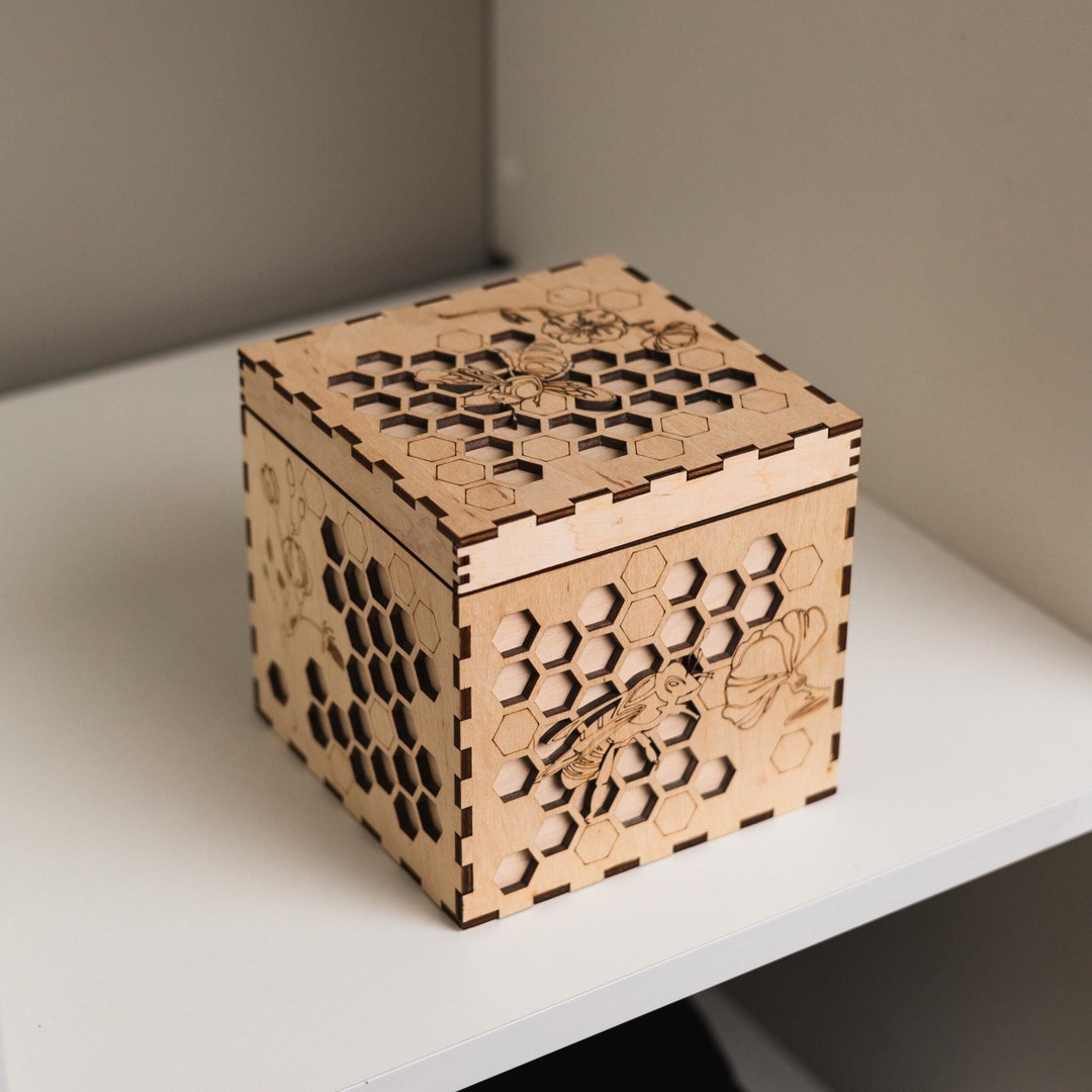 Bee Keepsake Box, Wooden Honeycomb Box, Honey Bee Box,bee Jewelry Box ...