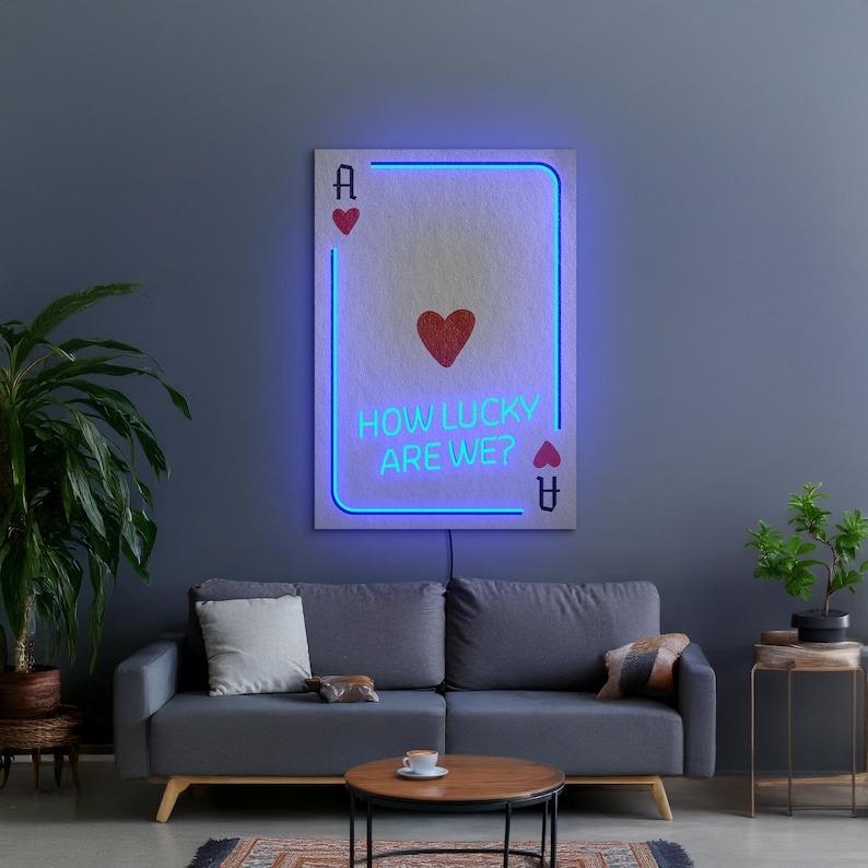 Ace of Hearts Neon Sign, How Lucky Are We Neon Sign, Playing Card Neon ...