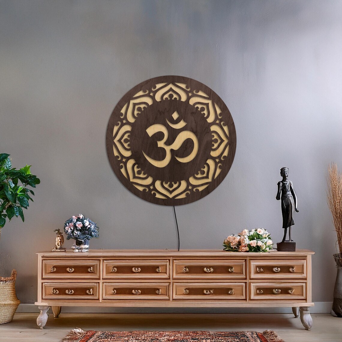 Om Neon Sign, Om Light Decor, Om Led Sign, Mandala Led Light, Om Symbol ...