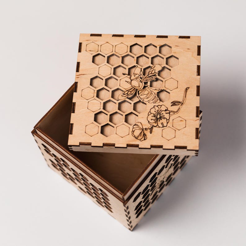 Bee Keepsake Box, Wooden Honeycomb Box, Honey Bee Box,bee Jewelry Box ...