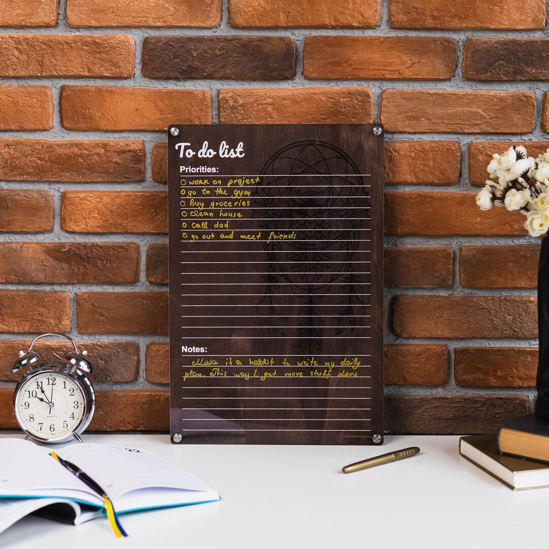 Acrylic to Do List Board, Dry Erase Wood Board, Acrylic Note Board,task ...