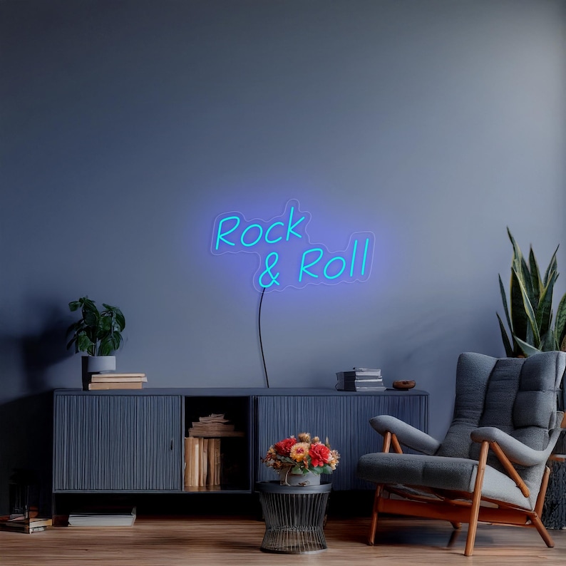 Rock and Roll Neon Sign, Music Neon Sign, Rock & Roll Led Sign, Music ...