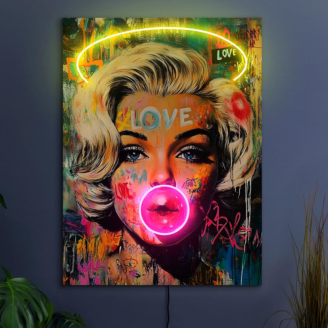 Marilyn Monroe Neon Sign, Monroe Bubble Gum Led Sign, Marilyn Monroe ...