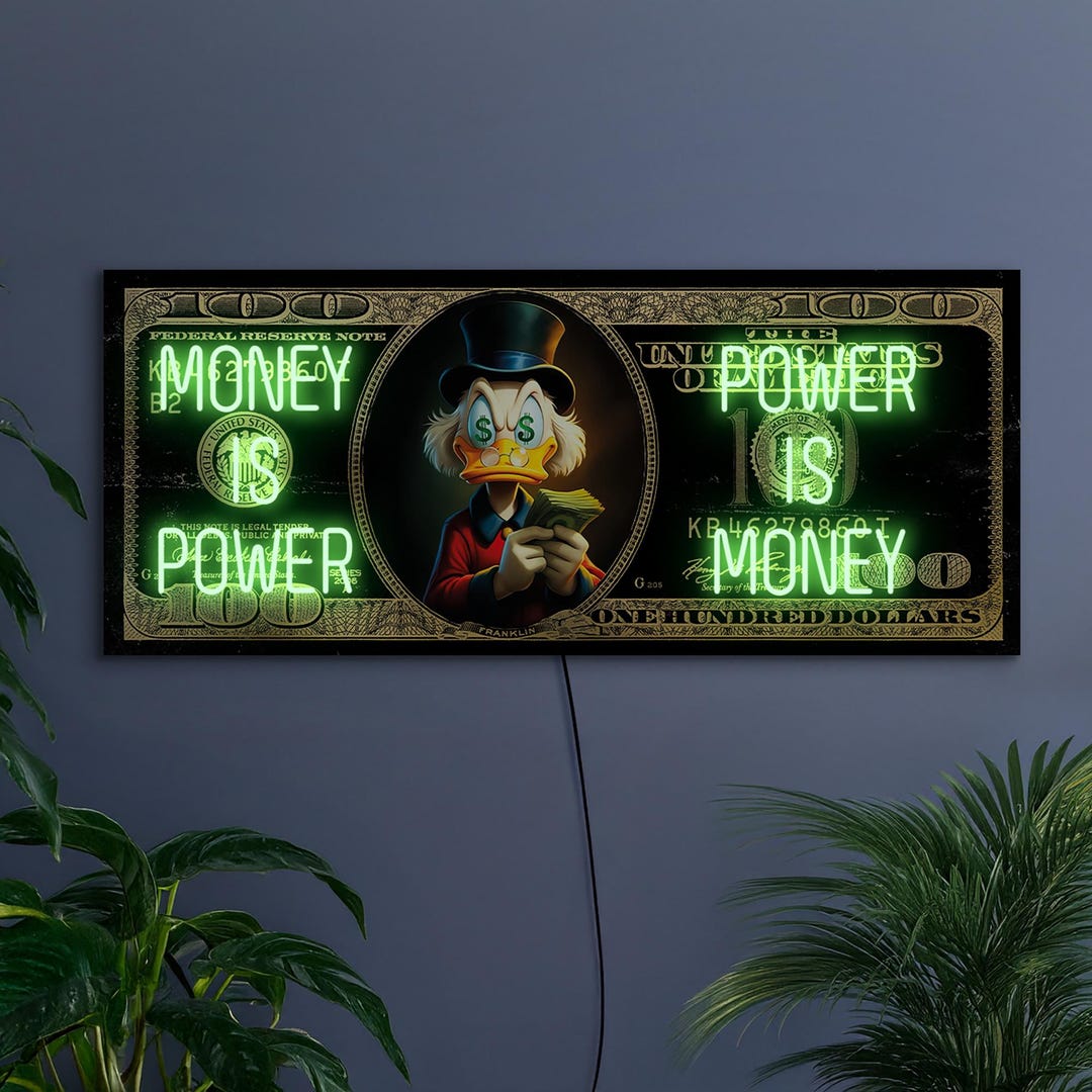 Money Neon Sign, Money is Power Neon Sign, Dollar Neon Sign, Money Pop ...
