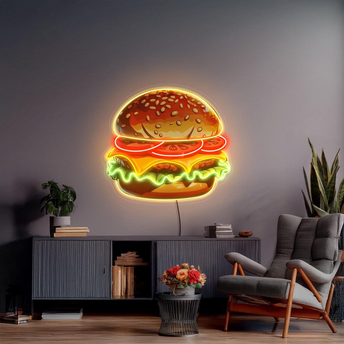 Burger Neon Sign, Hamburger Neon Sign, Fast Food Neon Sign, Neon Sign ...
