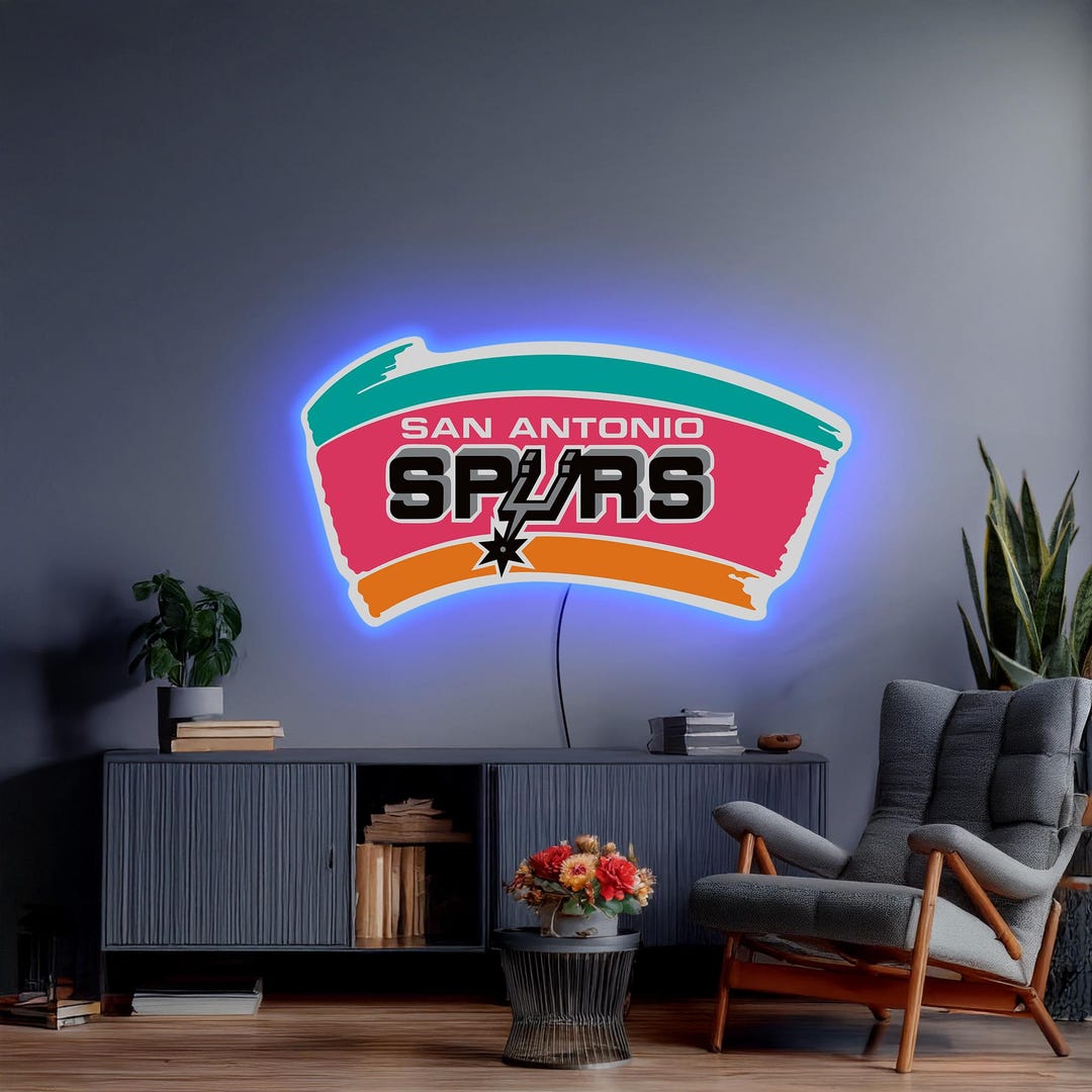 San Antonio Spurs Neon Sign, San Antonio Spurs Logo Art, San Antonio ...