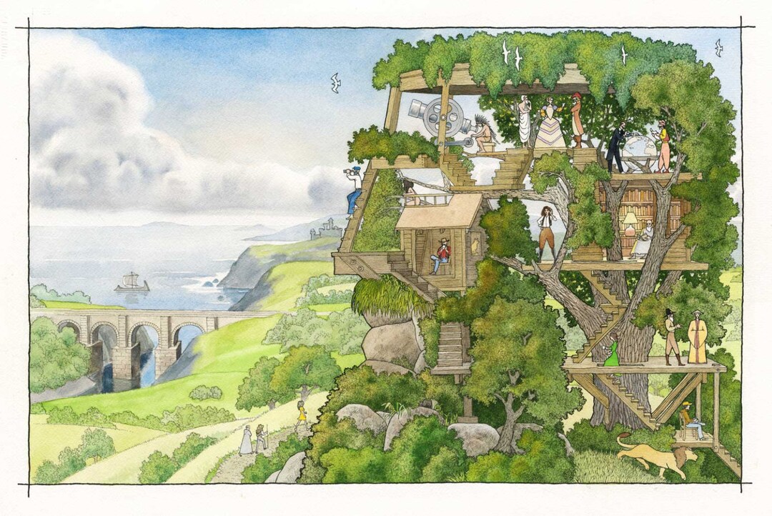 House of Knowledge. Fine Art Print of Original Work, Ink, Watercolor ...