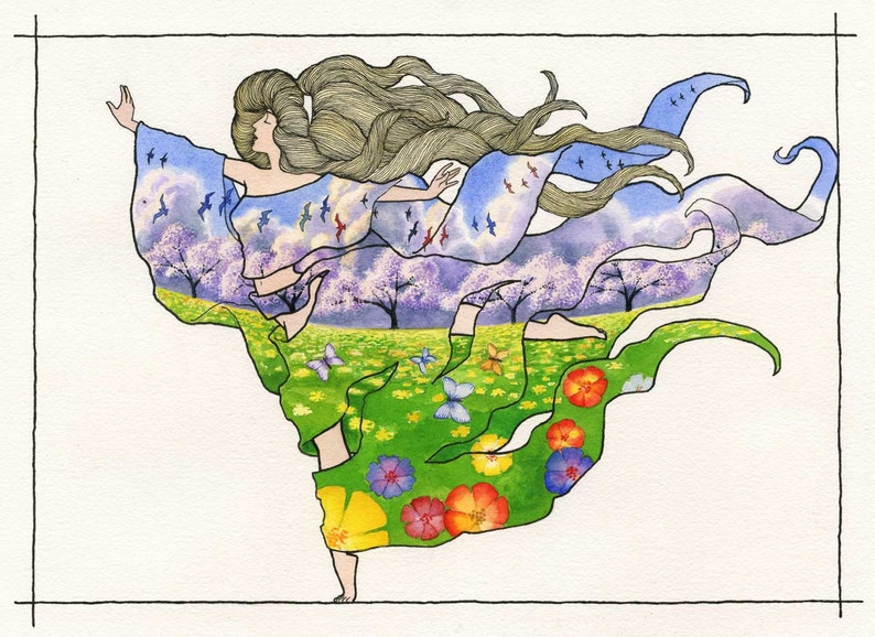 Spring Dancing. the Goddess of the Season, Exuberant, Joyful ...
