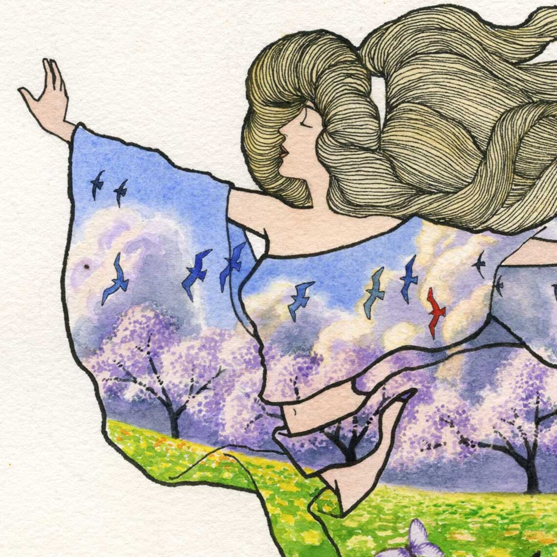 Spring Dancing. the Goddess of the Season, Exuberant, Joyful ...