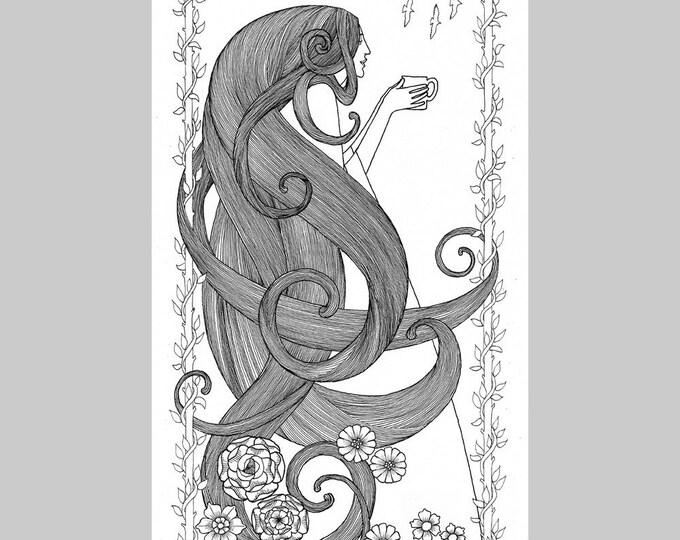 In the Garden. Original Pen-and-ink Drawing. - Etsy