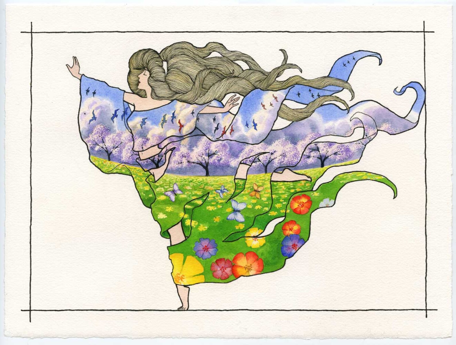 Spring Dancing. the Goddess of the Season, Exuberant, Joyful ...