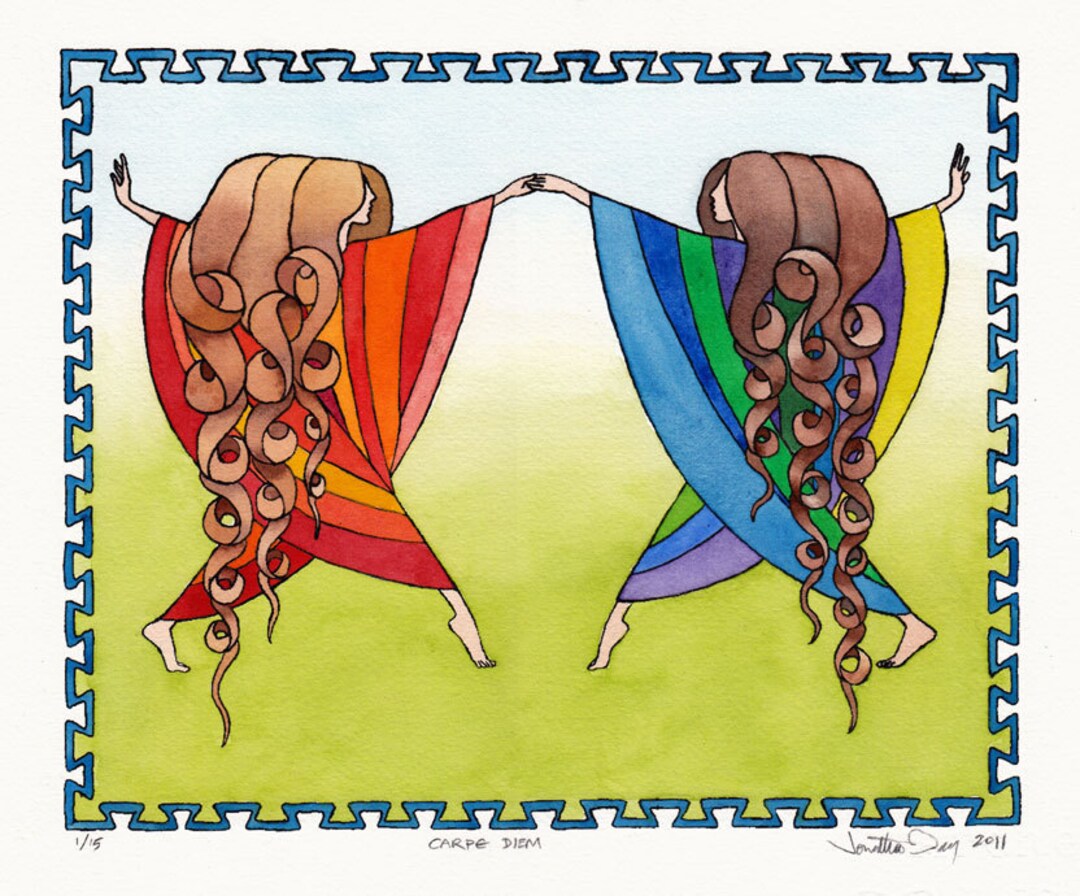 Carpe Diem seize the Day: Original Screen Print With Watercolor - Etsy