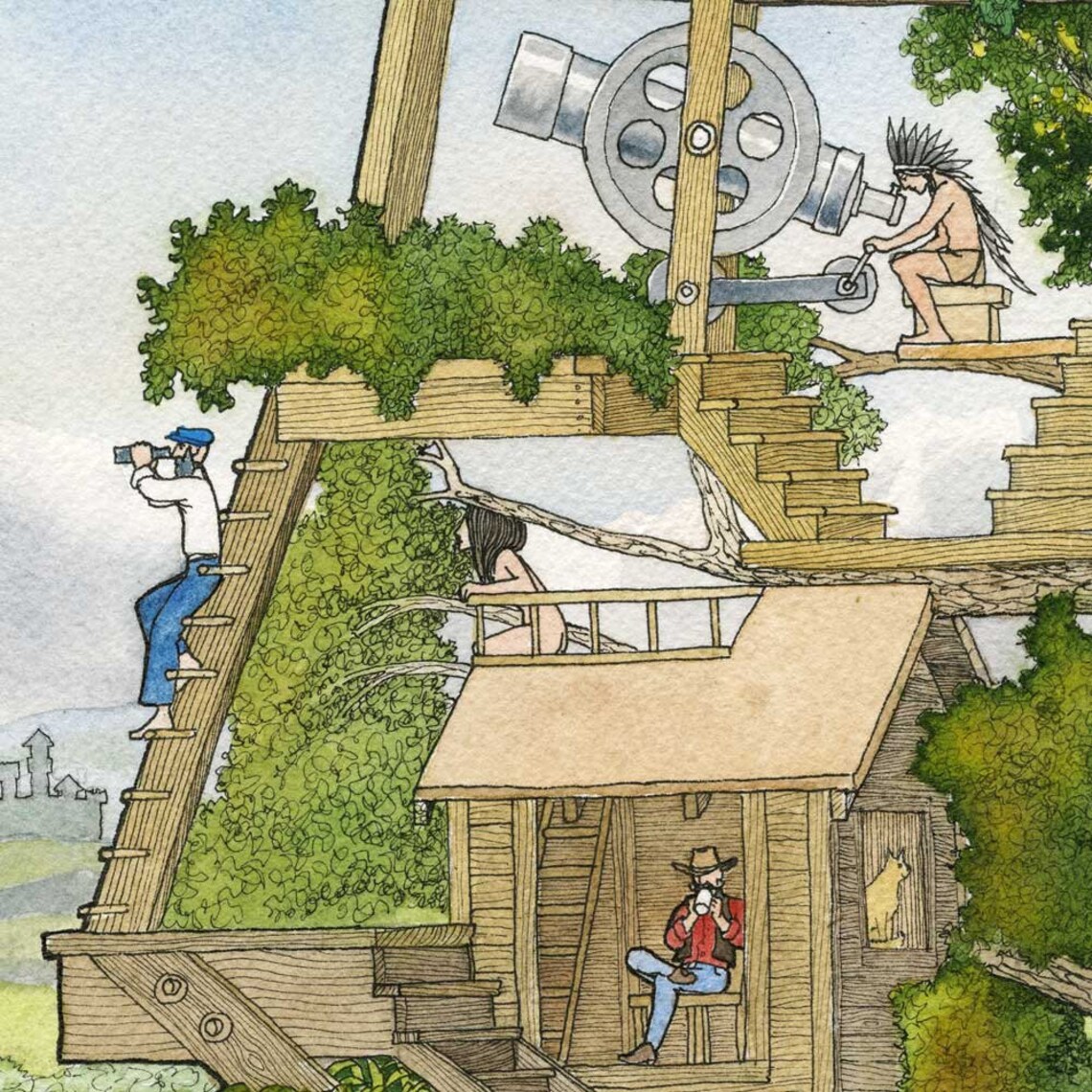 House of Knowledge. Fine Art Print of Original Work, Ink, Watercolor ...