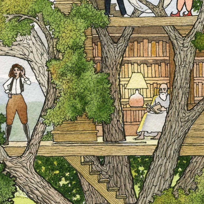 House of Knowledge. Fine Art Print of Original Work, Ink, Watercolor ...