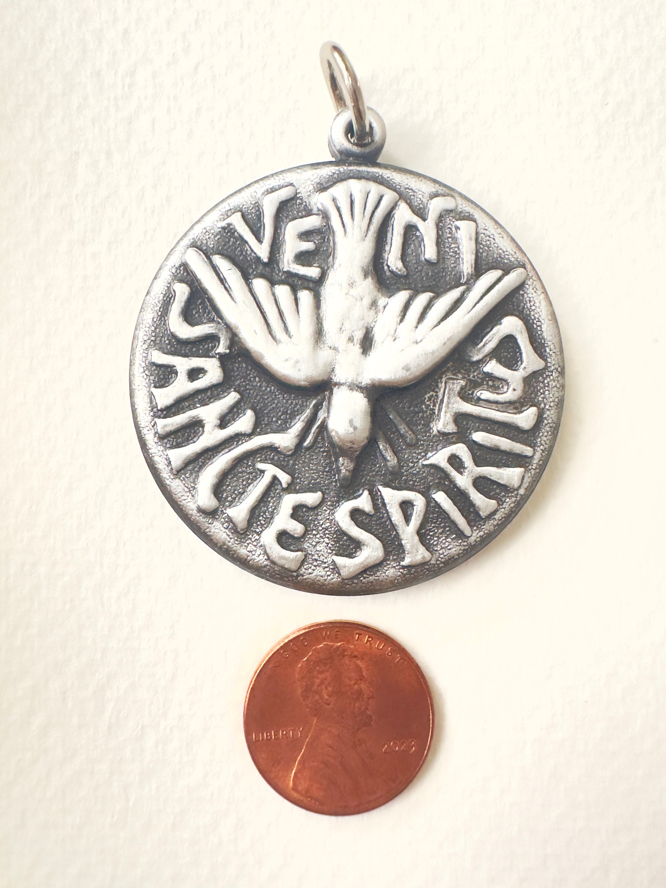 Large Holy Sprit Medal, Aluminum, Come Holy Spirit Medal, Holy Spirit ...