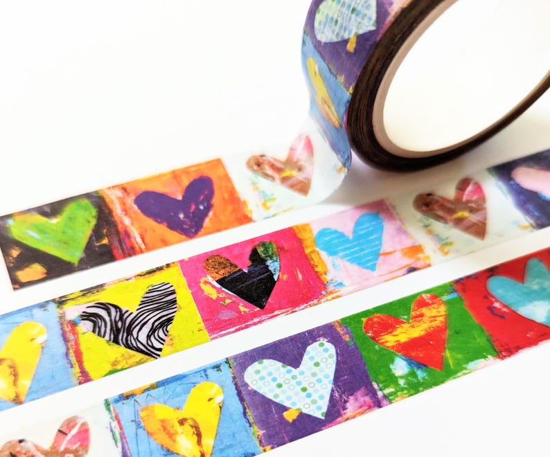 Washi Tape - Colorful Hearts 15 Mm - Etsy