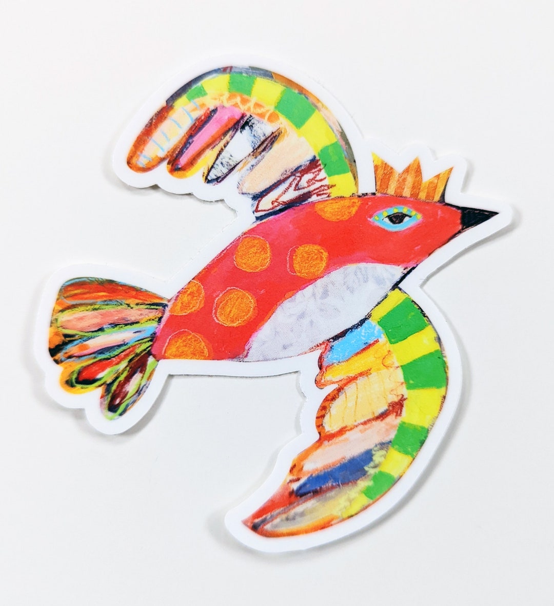 Sticker - Red Bird Flying - Etsy