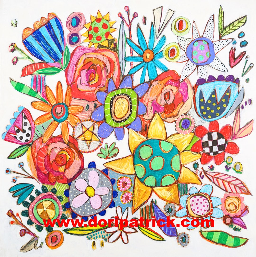 8x8 Print - Magic Scribble Garden - Etsy