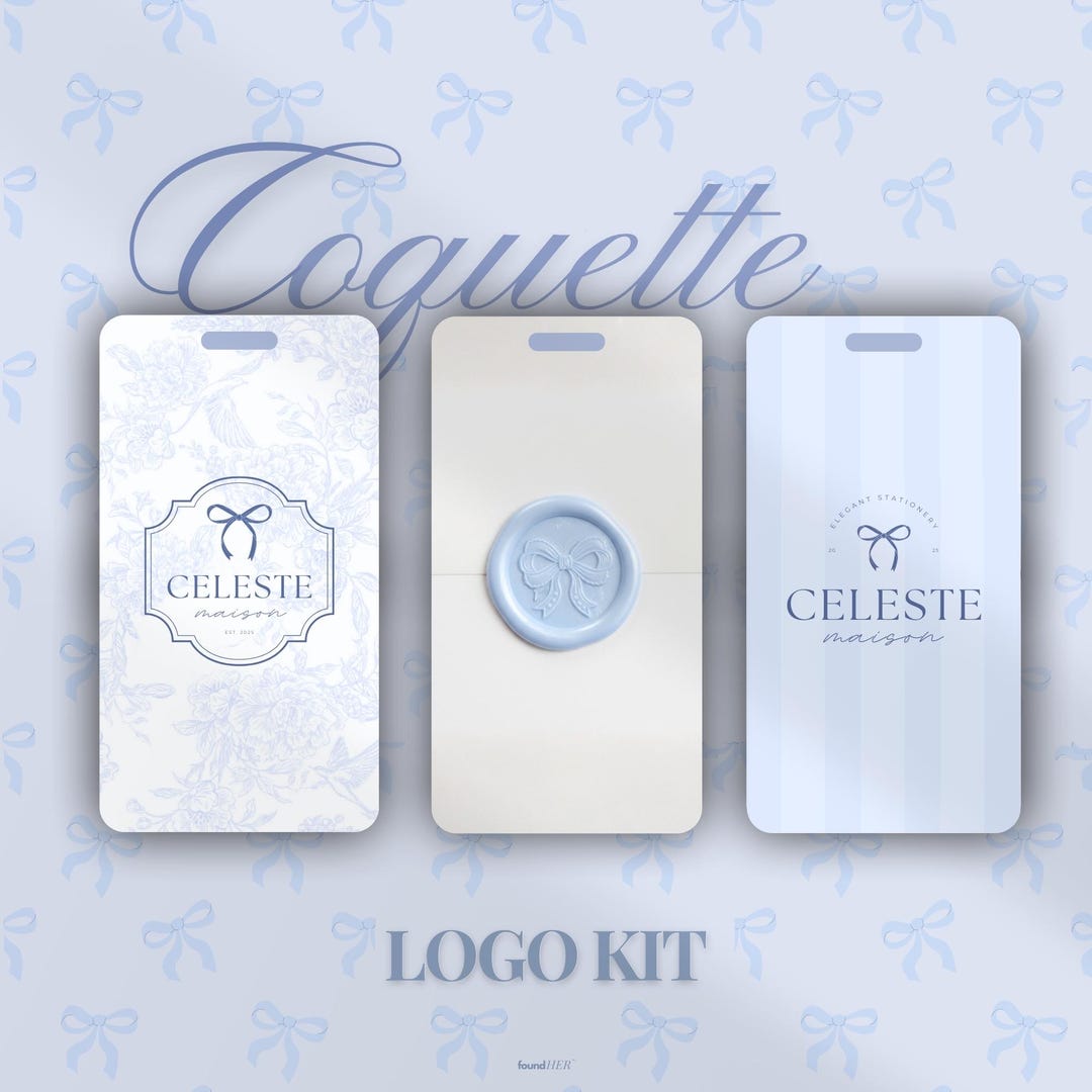 Coquette Logo Kit | Editable Blue Logo Design for Small Business ...