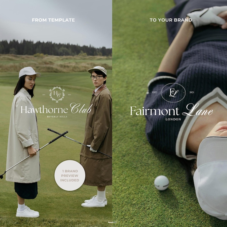 Old Money Logo Kit – Premade & Editable in Canva | 3 Logos, Green Color ...