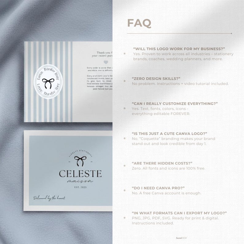Coquette Logo Kit | Editable Blue Logo Design for Small Business ...